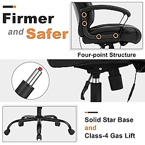 Tyyps Big and Tall Office Chair -500lbs Ergonomic Desk Chair Executive Office Chair with Spring Cushion, Armrest & Lumbar Support PU Leather Computer Chair for Heavy People Men Swivel Task, Black