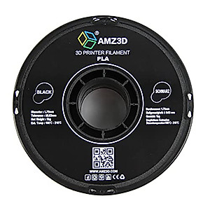 1.75mm Black PLA 3D Printer Filament - 1kg Spool (2.2 lbs) - Dimensional Accuracy +/- 0.03mm
