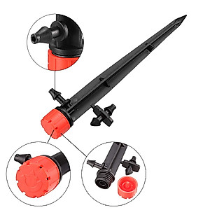 uxcell Adjustable Spray Drippers, 360 Degree Micro Emitter Irrigation Watering System, 25 Pcs (Red)