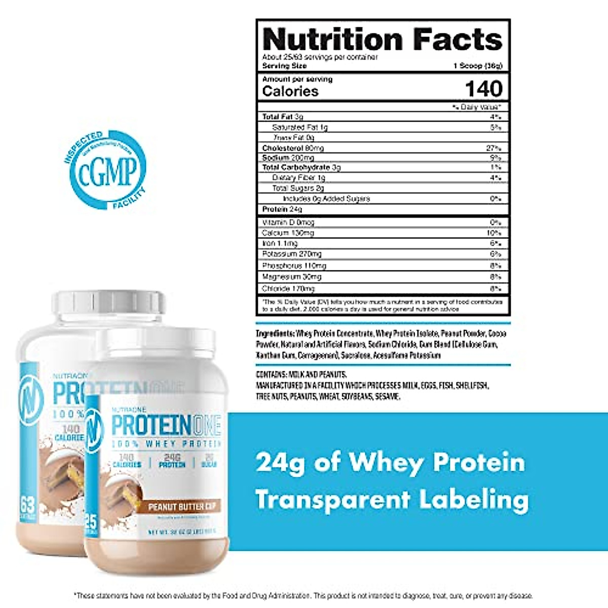 NutraOne ProteinOne Whey Protein Promote Recovery and Build Muscle with a Protein Shake Powder for Men & Women (Chocolate PB Cup - 2 LB)