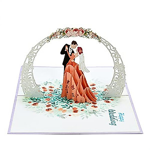 ETA 3D Wedding Pop Up Cards with Bride and Groom Dancing, 3D Greeting Card for Wedding Party, Engagement Card, Pop Up Anniversary Card, 3d Valentines Day Cards, Birthday Card For Wife, W01