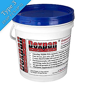 Dexpan Expansive Demolition Grout 44 Lb. Bucket for Rock Breaking, Concrete Cutting, Excavating. Alternative to Demolition Jack Hammer Breaker, Jackhammer, Concrete Saw, Rock Drill (DEXPAN44BKT3) (23F-50F)