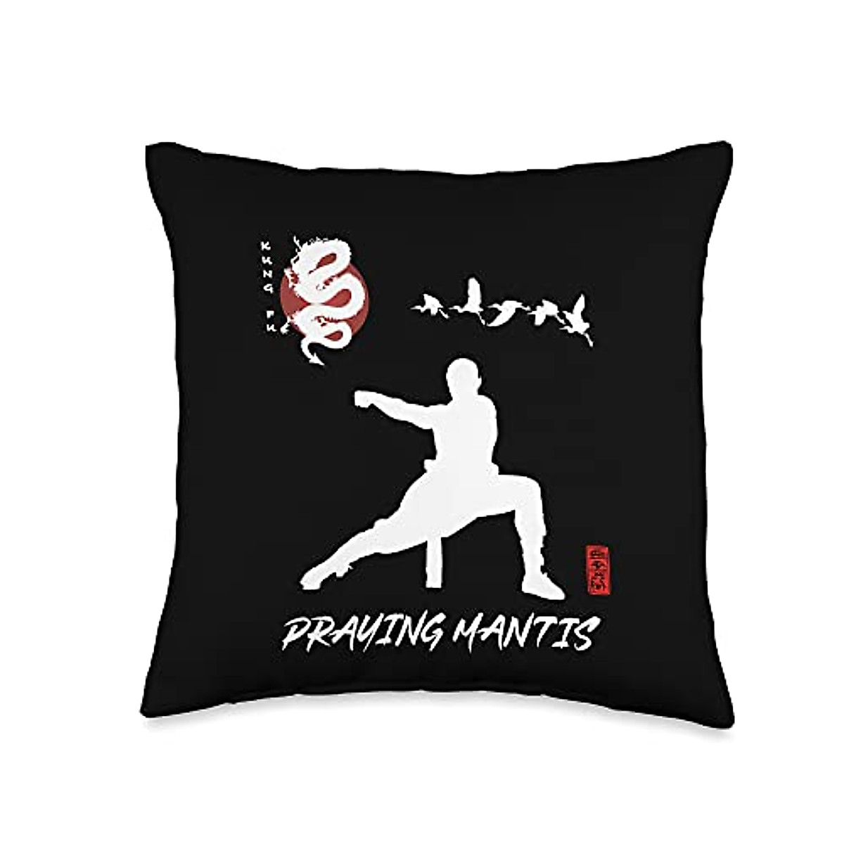 Praying Mantis Beginner Calligraphy Praying Mantis Praying Mantis Beginners Calligraphy. Chinese Martial Art Throw Pillow, 16x16, Multicolor