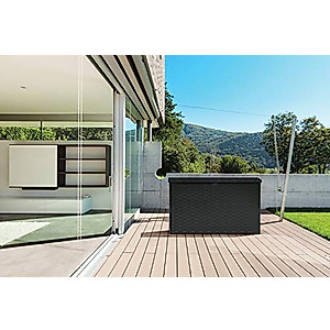 Keter XXL Java 230 Gallon Resin Rattan Look Large Outdoor Storage Deck Box for Patio Furniture Cushions, Pool Toys, and Garden Tools