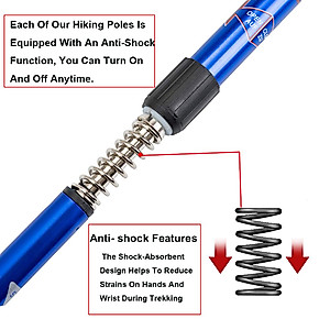 Aihoye Trekking Poles, Collapsible Lightweight Shock-Absorbent Hiking walking Sticks Adjustable Aluminum Hiking poles for Women Men Kids, 2 Pack(blue)