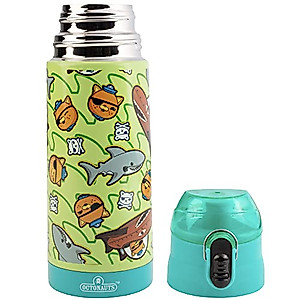 Octonauts Stainless Steel 13 oz Teal Insulated Lunch Water Bottle for Boys or Girls - Easy to Use for Kids - Reusable Spill Proof BPA-Free, From Hit Show Above and Beyond