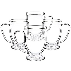 Kitchen Kite Double Wall Glass Coffee Mugs - 11oz Dishwasher & Microwave Safe Clear Mugs Set of 4 - Insulated Design, Ideal as Cups for Tea, Latte, Cappuccino, Nespresso, Hot & Cold Beverages