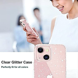 JJGoo Compatible with iPhone 13 Case, Clear Glitter Soft TPU Shockproof Protective Bumper Cover, Sparkle Bling Sparkly Cute Slim Women Girls Phone Case for iPhone 13, 6.1inch