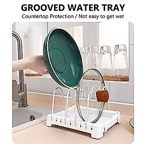 WANCHIY Cookie Sheet Organizer Rack for Cabinet- 3 PACK Pot and Pan Organizer for Cabinet, Adjustable Cutting Board Organizer, Baking/Lid/Dish/Plates/Pan Organizer Rack for Cabinet(White)