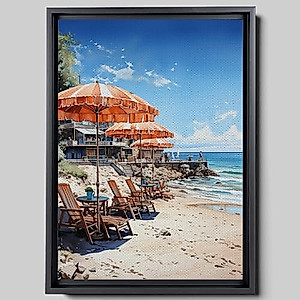 Abstract Summer Samsung Frame TV Art, People At The Beach Scene, Vintage Coastal print, Canvas, Home Decor