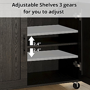 IRONCK Rolling Kitchen Island Table on Wheels with Drop Leaf, Storage Cabinet, Drawer, Spice/Towel Rack, Kitchen Cart, Black