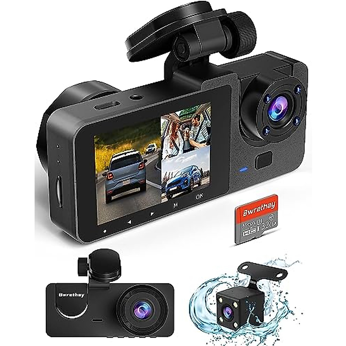 Dash Camera for Cars,4K Car Camera Full UHD Dash Cam Front Rear with Free 32GB SD Card,Built-in Super Night Vision,2.0'' IPS Screen,170°Wide Angle,WDR, Loop Recording, 24H Parking Mode