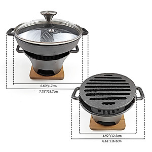 HAWOK Yakiniku Plate Cast Iron with Glass Lid mini stove set of 2………