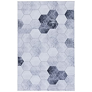 Safavieh Faux Hide Collection Machine Washable Slip Resistant 5' x 8' Ivory/Grey FAH546A Rustic Lodge Modern Glam Bedroom Living Room Area Rug