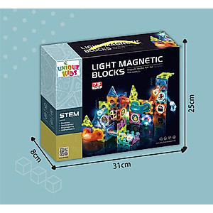 Unique Kids Magnetic Tiles Building Blocks with Marble Run - Engaging STEM/STEAM Toys for Boys and Girls - Perfect Christmas or Birthday Gift (75 pcs)