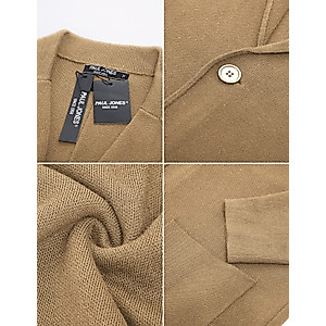 Men Cardigan Sweaters Jacket Stylish Regular Fit Notch Lapel Knit Blazer Sport Coat Business Work Blazer Camel XL