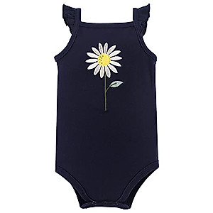 Hudson Baby baby girls Cotton Sleeveless Bodysuits Bodysuit, Daisy, 0-3 Months US