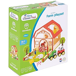 New Classic Toys Wooden Farm House Playset Educational Toys and Color Perception Toy for Preschool Age Toddlers Boys Girls, Multi Color, (10850)