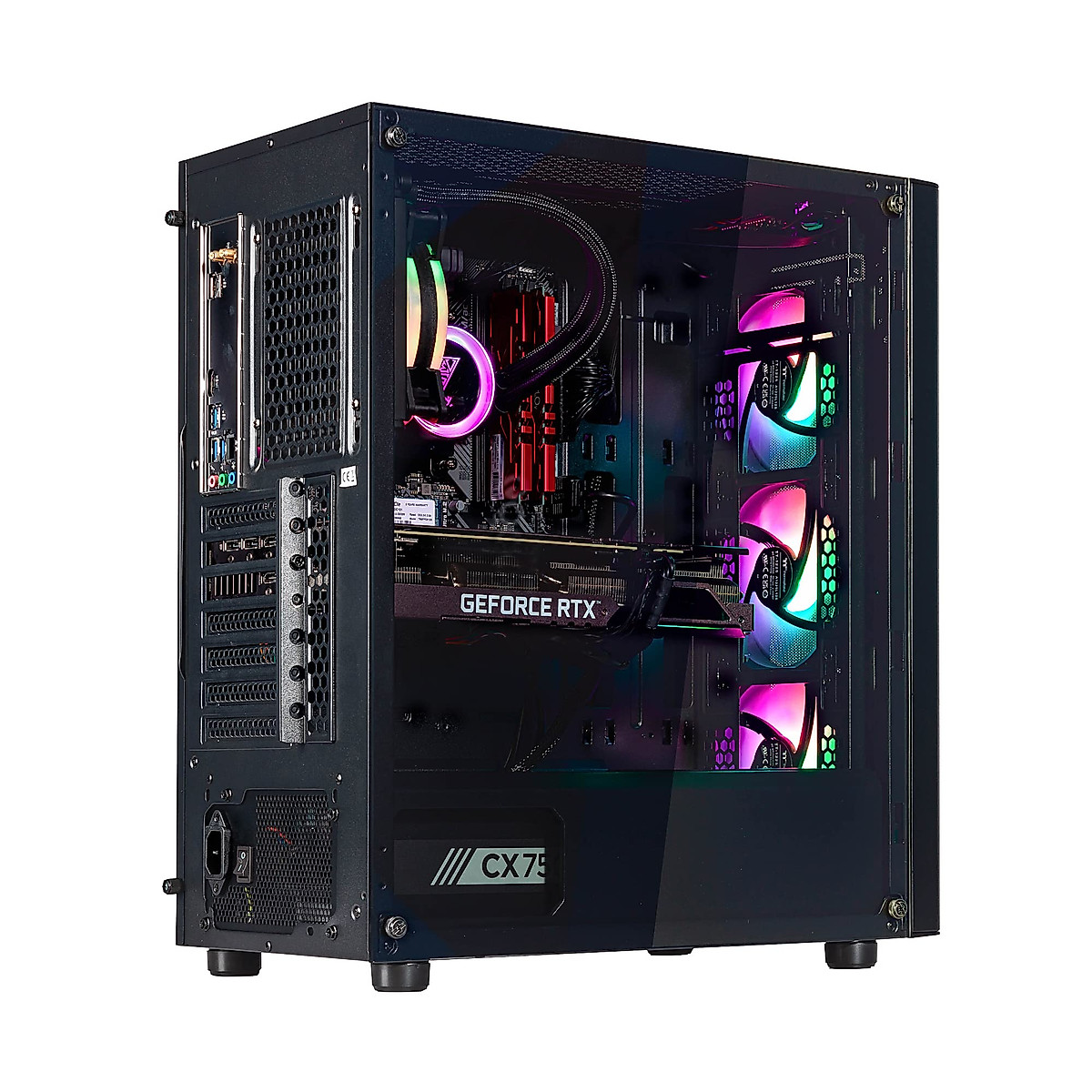 Velztorm Archux CTO Gaming Desktop PC Black (AMD Ryzen 7-5700X 8-Core, 16GB RAM, 1TB PCIe SSD + 3TB HDD (3.5), GeForce RTX 3090 24GB, 120mm AIO, RGB Fans, 750W PSU, Win 10 Pro) VELZ0001