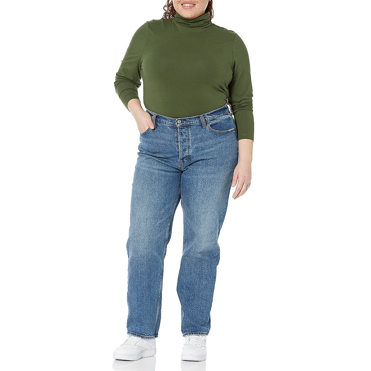 Amazon Essentials Women's Long-Sleeve Turtleneck (Available in Plus Size), Dark Olive, Medium