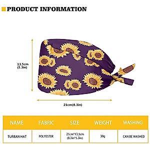 Babrukda 2 Pieces Set Sloth Tropical Cactus Print Hats for Women Men Cap with Sweatband Adjustable Tie Back Hats Head Hair Cover for Housework Painting Decoration Travel