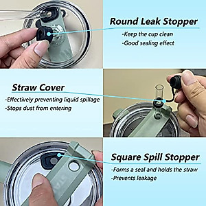 Silicone Spill Proof Stopper Set,Compatible with Stanley 30&40 Oz Tumbler 1.0,6 pack Stanley Cup Accessories, Spill Stopper for Stanley Cups Accessories (Black 6Pack)