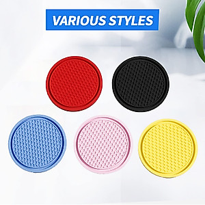 Yonwait 4 Pack Anti Slip Car Cup Coaster, Embedded in Ornaments, Fit for Most Models (Red)