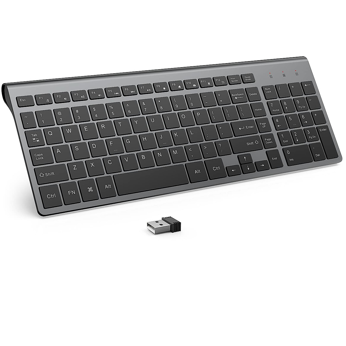 JOYACCESS Wireless Keyboard, 2.4G Slim and Compact Wireless Keyboard with Numeric Pad for Laptop, MacBook Air, Apple, Computer, PC(Black and Grey)