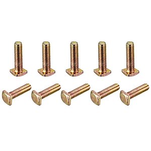 uxcell Square Head Bolt, 10pcs M6x22mm Fully Thread Carbon Steel Grade 4.8 Square Machine Screws, Gold Tone