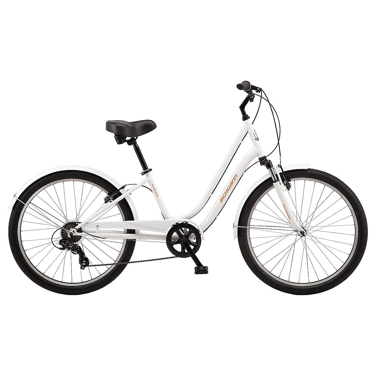 Schwinn Regioneer Womens Hybrid Comfort Bike, 26-Inch Wheels, 7 Speed, 16.5-Inch Steel Frame, Alloy Linear Brakes, White