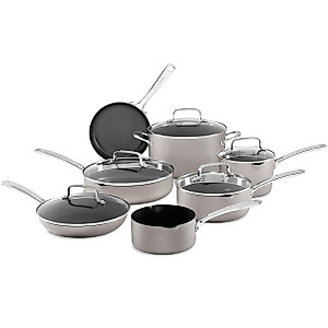 KitchenAid 12-Piece Non-Stick Pour & Strain Aluminum Non Stick Cookware Set Dishwasher Induction Safe
