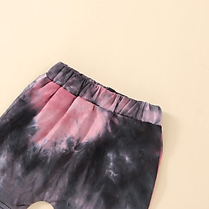 Suranne Baby Toddler Boy Outfits Tie Dye T-Shirt + Shorts Summer Set 2Pcs Galaxy Red 1-2T