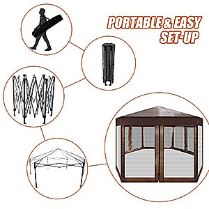 LONABR 10’ X 10’ Pop Up Gazebo with Mosquito Netting Outdoor Hexagonal Pop Up Tent Backyard Tent Canopy with Net, Garden, Outdoor Canopy for Patio with Storage Bag