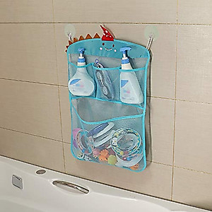 Free Swimming Baby Bath Toy Organizer Set,Quick Drying Mesh Net for Toddler Bathtub Games Holder (Blue)