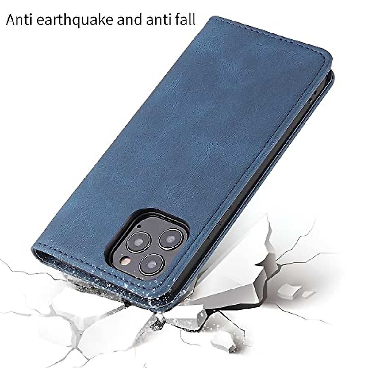 Fansipro Wallet Folio Case for Samsung Galaxy S9 Plus, Premium PU Leather Slim Fit Cover for Galaxy S9 Plus, 2 Card Slots, 1 Transparent Photo Frame Slot, Wave Line on Leather, Blue