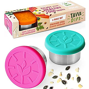 TAVVA Bundle Dips Salad Dressing Container To Go – 3X1.5oz Containers Earth Stainless Steel Food Containers [Set of 5]