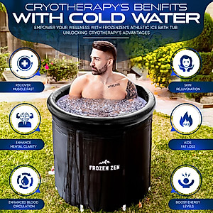 Frozen Zen Ice Bath Tub For Athletes with Lid, Portable Ice Bath, Outdoor Cold Plunge Tub, Large Inflatable Ice Bath, Cold Water Therapy Training (1, Solid Black)