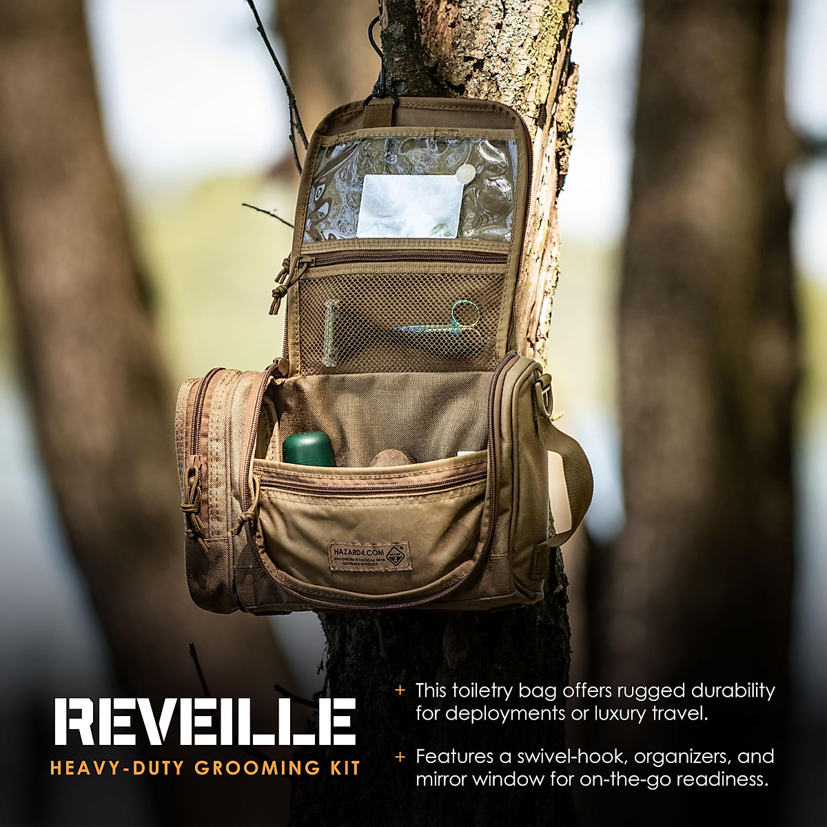 HAZARD 4 Reveille: Rugged Grooming Kit/Heavy-Duty Toiletry Bag - Black, 11.8 x 8.3 x 4.7 inches