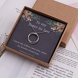 IEFLIFE Sister in Law Gifts, Linked Circle Necklace Gifts for Sister in Law Birthday Gifts for Sister in Law Wedding Gifts Sister in Law Necklace