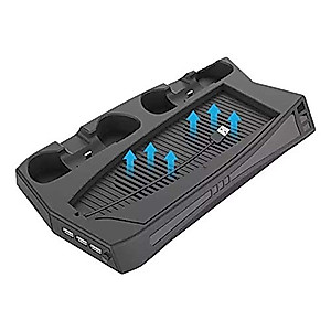 Vertical Stand with Cooling Fan Station Charging Dock, for PS5 Console and PS5 Digital Edition with 3 USB Hubs, 2 DualSense Controller Charging Dock
