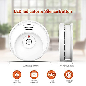 Jemay Smoke Detector, Smoke Alarm with Advanced Photoelectric Technology, Smoke Detector with Test Button and Low Battery Reminder, Fire Alarm with Battery Backup Used in Home, AW106, 4 Packs