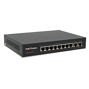 PoE Texas 8 Port PoE Switch - 802.3af/at Power Over Ethernet with 8 PoE+ Ports, 2 LAN Uplink, VLAN & Extender - 120W High Speed Unmanaged Wired Network Switch - Security Camera, Video & More