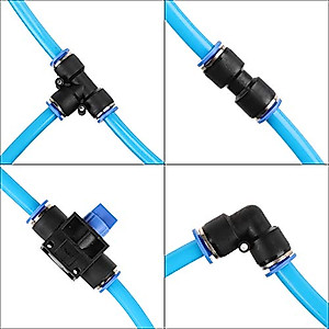 WYNNsky Shop Air Line Kit, 3/8 Inch (9.5MM) OD × 60 Feet Nylon Compressed Air Pipe, 200PSI, Cutter, Tees, Mounting clips, Connectors, 49PCS Garage Air Compressor Accessories Master Kit