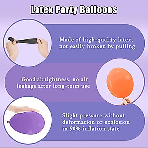 Myafqsj Halloween Balloons Black and Orange Balloons Arch Kit, 138 Pcs Matte Black Purple Orange Latex Balloons Garland for Halloween Anniversary Graduation Festival