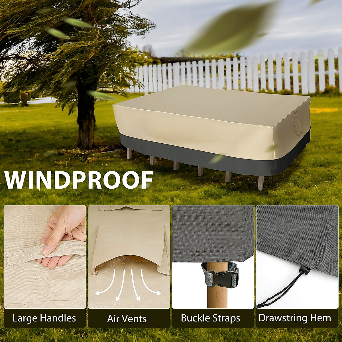 Patio Furniture Covers Waterproof Heavy Duty, 110"x84"x28" Large Outdoor Dining Table and Chair Covers, Anti-UV, General Purpose Outside Sectional Sofa Set Covers