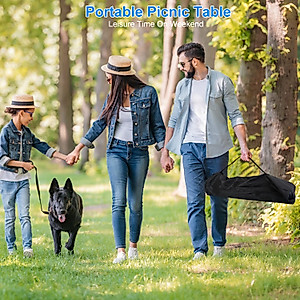 TeqHome Folding Camping Side Table,Outdoor Portable Camping Table W/2 Cup Holders&Carrying Bag,Steel Frame,600D Oxford Fabric,Lightweight Foldable Table for Beach Picnic Hiking Fishing