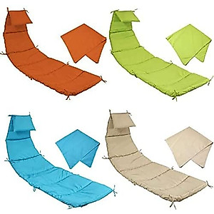 eZone Replacement Cushion Pad and Umbrella for Hanging Lounge Chair Outdoor Chaise Hanging Hammock Chair Pillow Pad (Blue,Green,Khaki,Rust) (Blue)