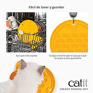 Catit Creamy Lickable Cat Treat Feeding Mat, Fish Shaped Cat Placemat