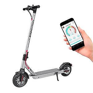 Swagtron SG-5 Swagger 5 Boost Commuter App-Enabled Electric Scooter with Upgraded 300W Motor and 1-Click Quick Folding, Silver