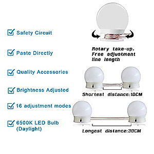 SICCOO Makeup Vanity Lights for Mirror, Hollywood Style LED Vanity Mirror Lights with 14 dimmable Bulbs, USB Cable, White